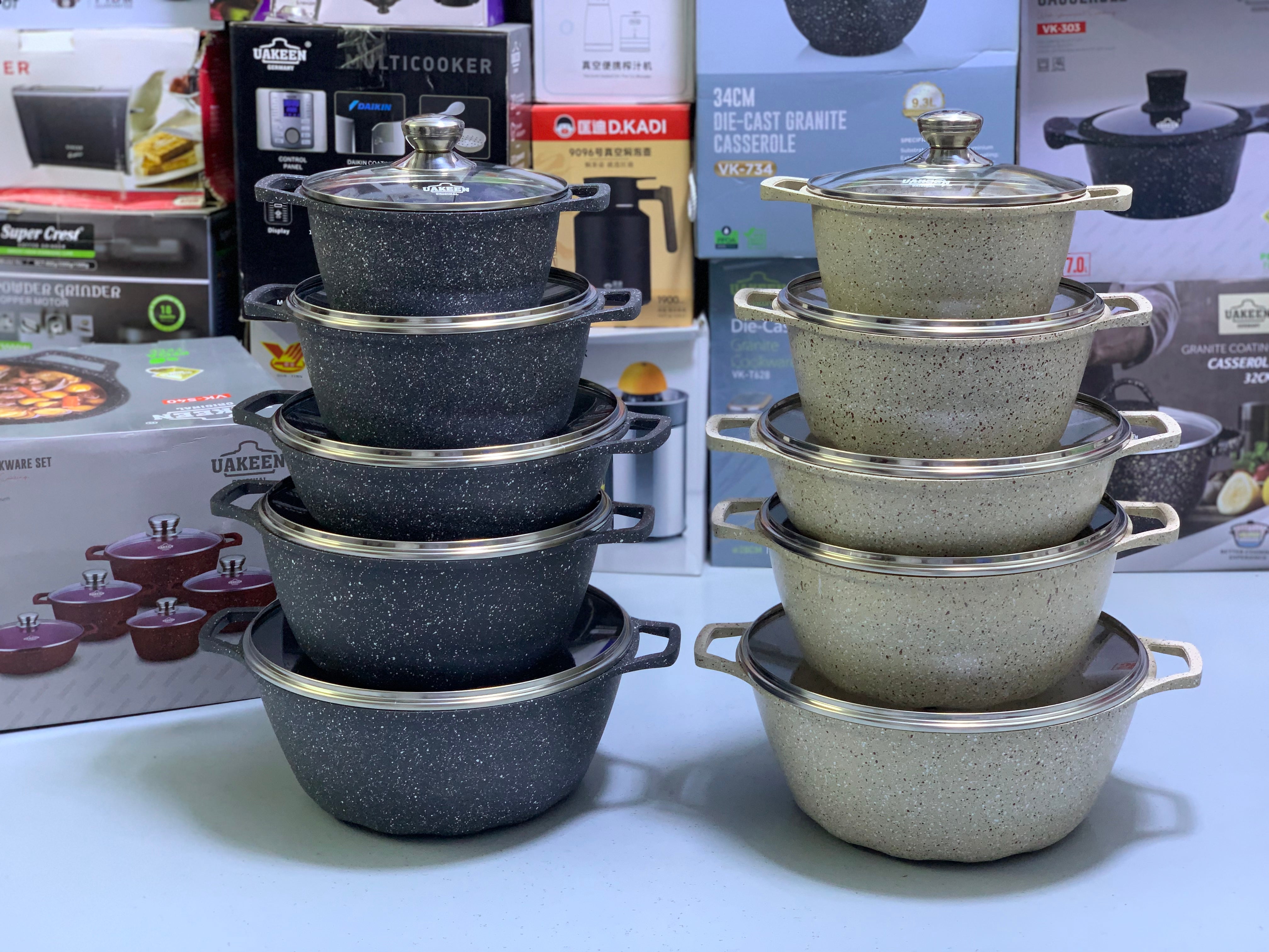 Uakeen 10 Pieces Cookware Set Die Cast Aluminum Gawadar Import