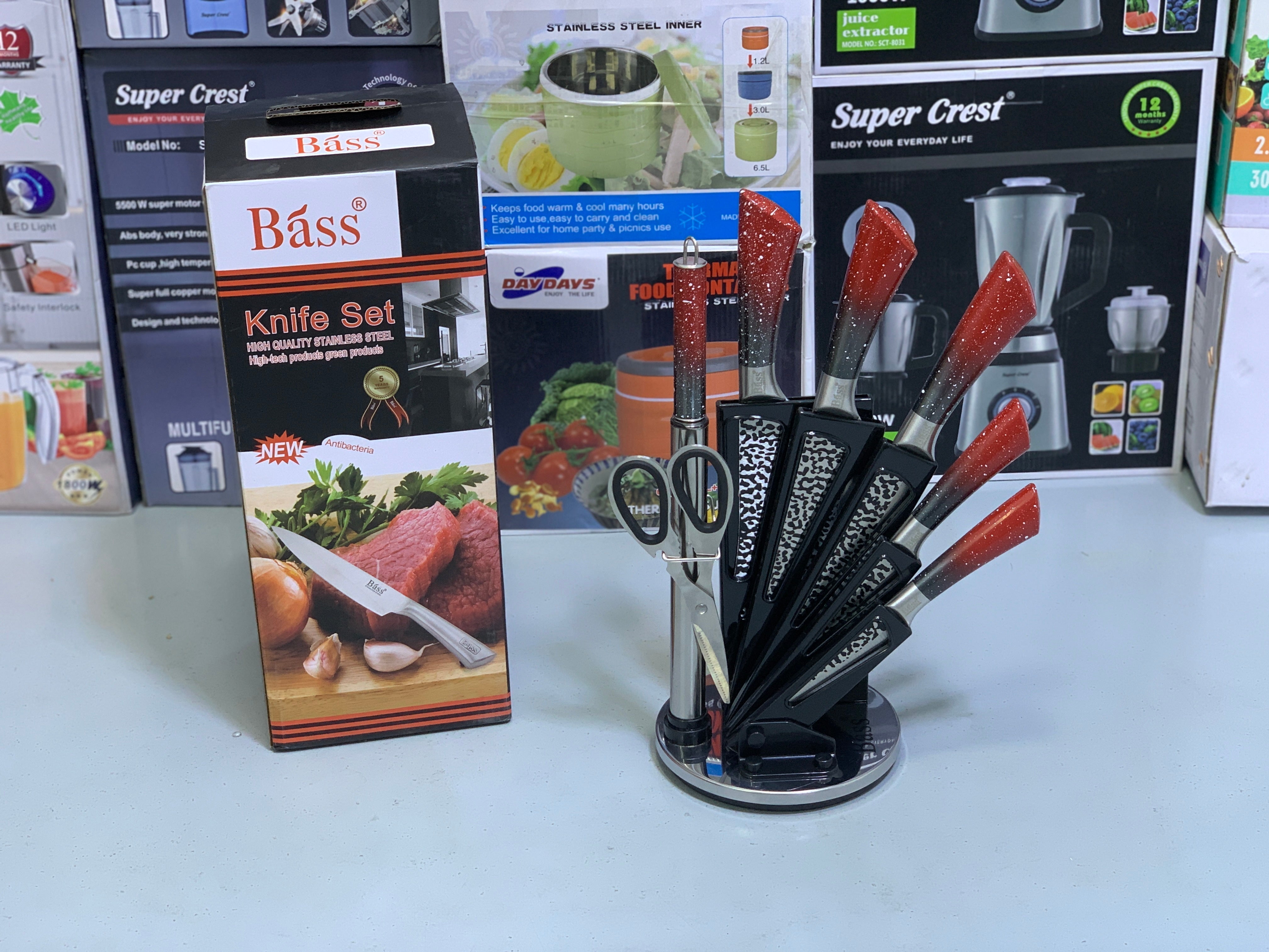 Bass Kitchen Knife Set 8 Pieces with Rotating and Folding Stand ...